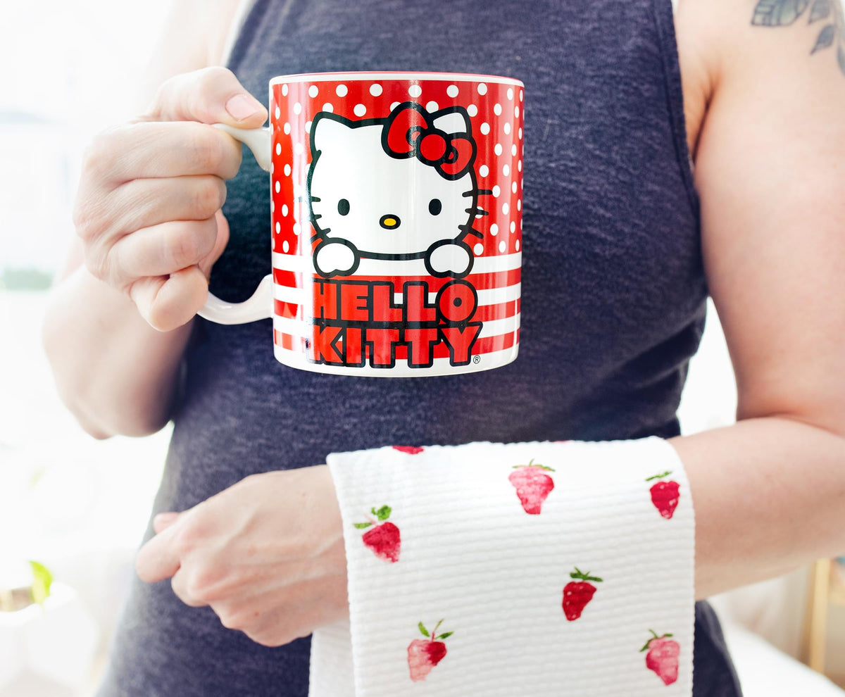 Hello Kitty Dots and Stripes 20oz Ceramic Mug | Free Shipping