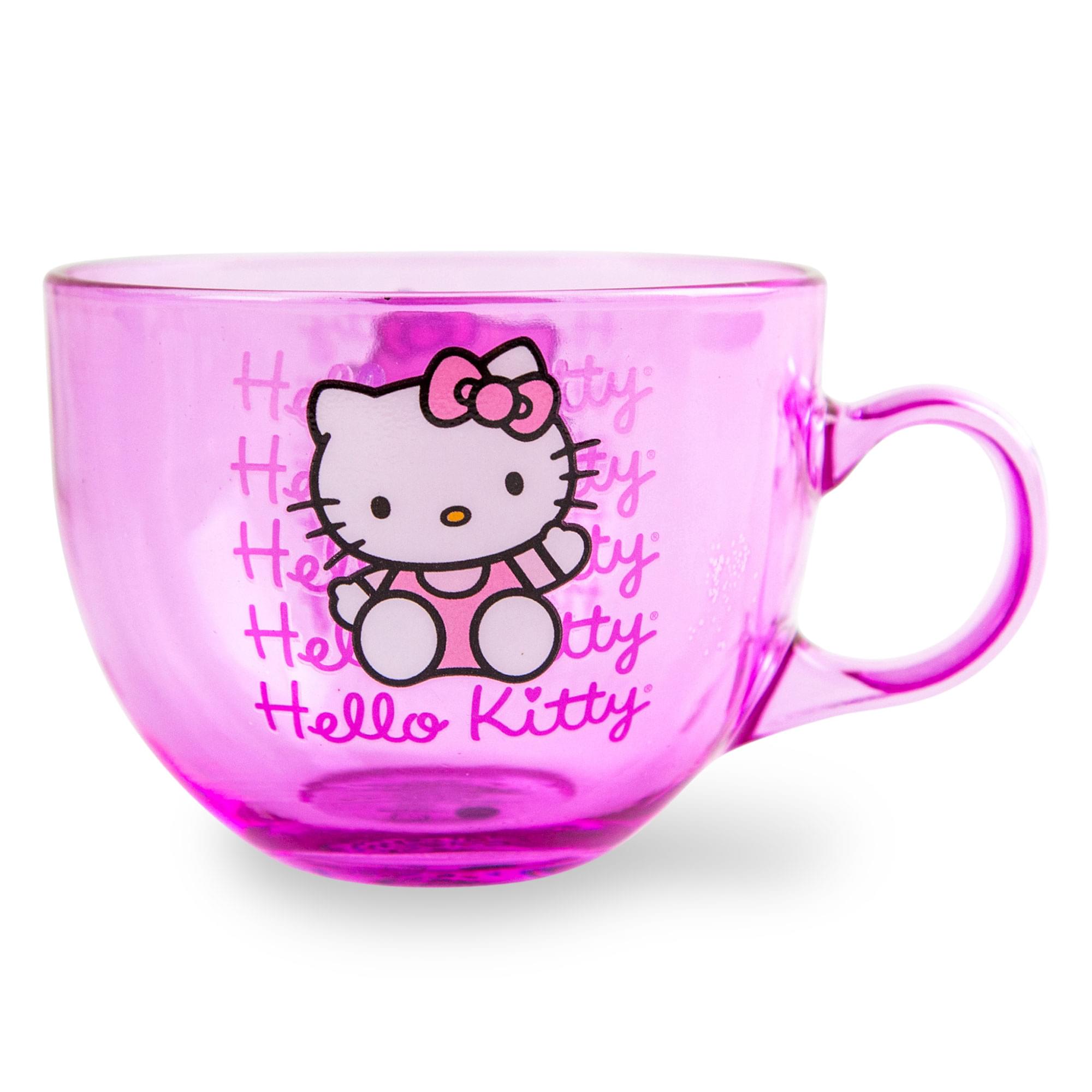 Hello Kitty Pink 16oz Glass Coffee Mug | Free Shipping