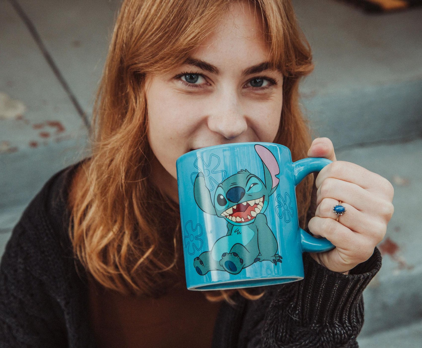 Disney Stitch 18oz Ceramic Mug with Sculpted Lid | Free Shipping