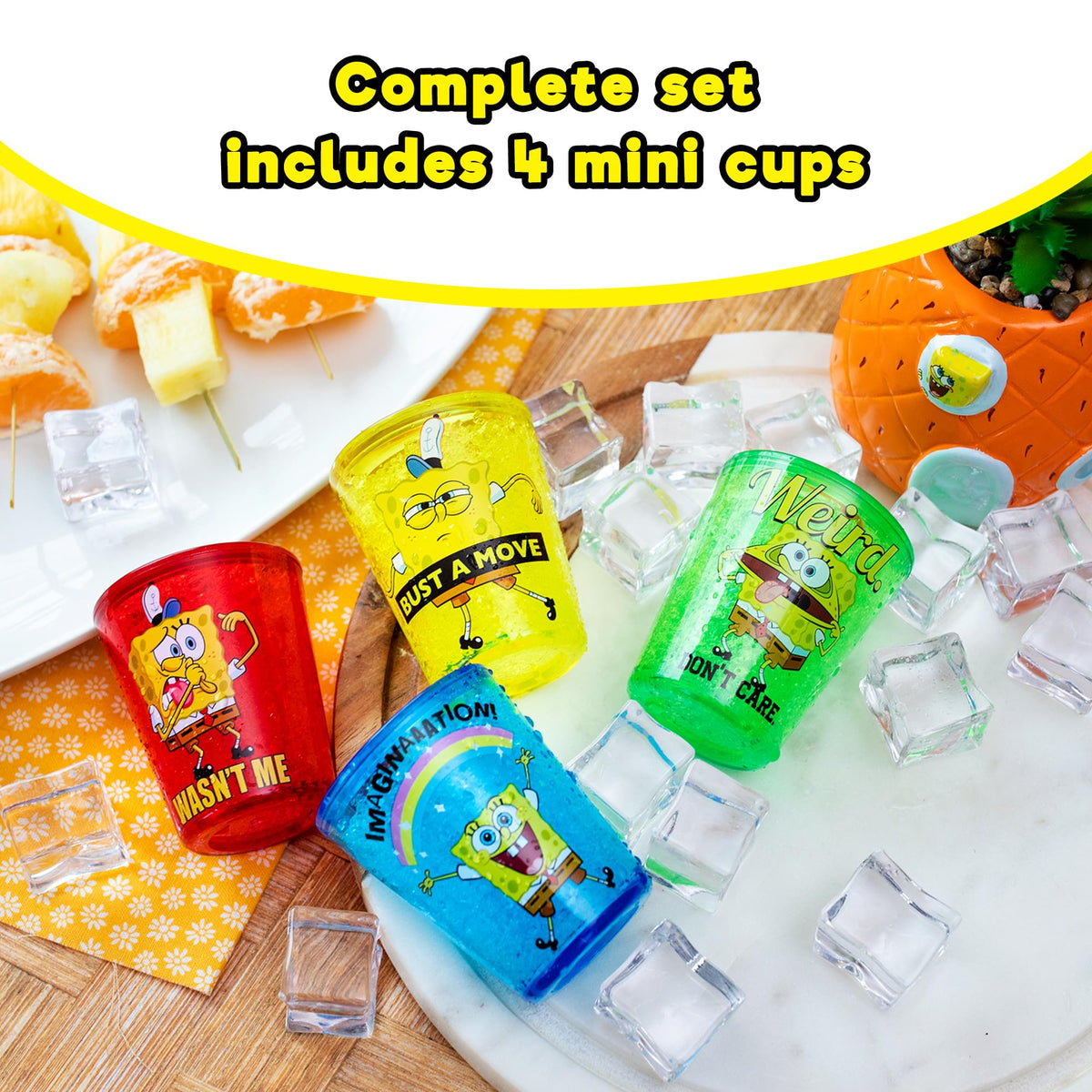 Spongebob 4 Piece Plastic Mini Cup Set | Free Shipping