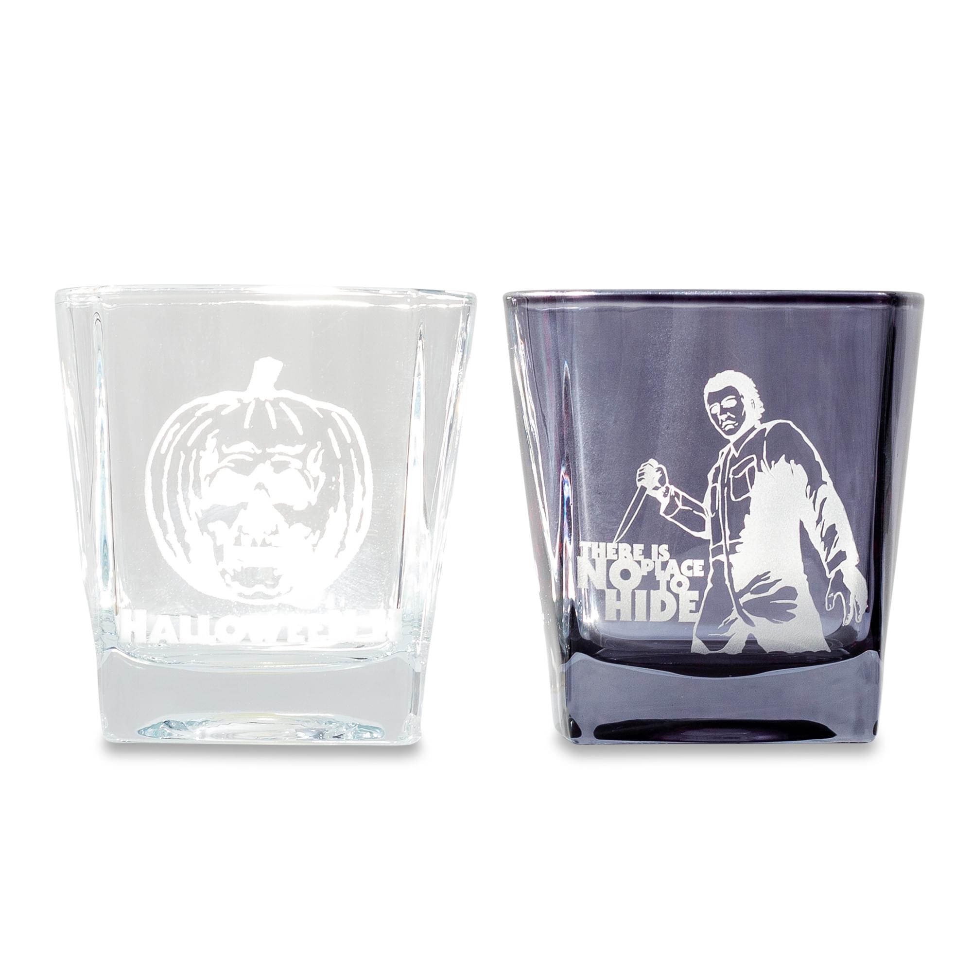 Halloween II Michael Myers 2pc Etched 9oz Rocks Glass Set | Free Shipp
