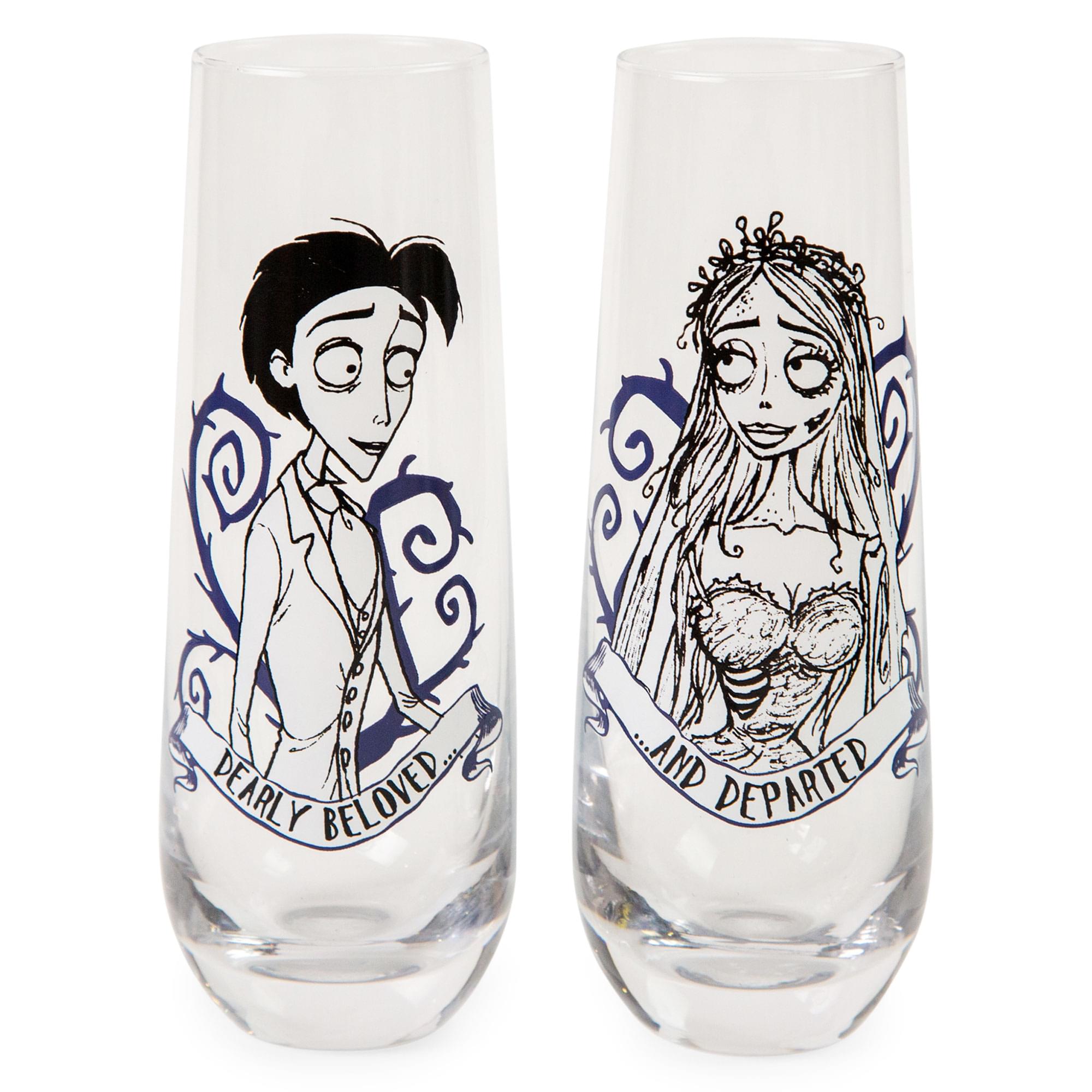Corpse Bride 2 Piece 9oz Fluted Glass Set | Free Shipping