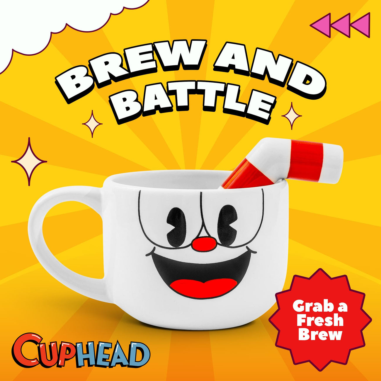 Cuphead 20oz Ceramic Coffee Mug and Straw | Free Shipping