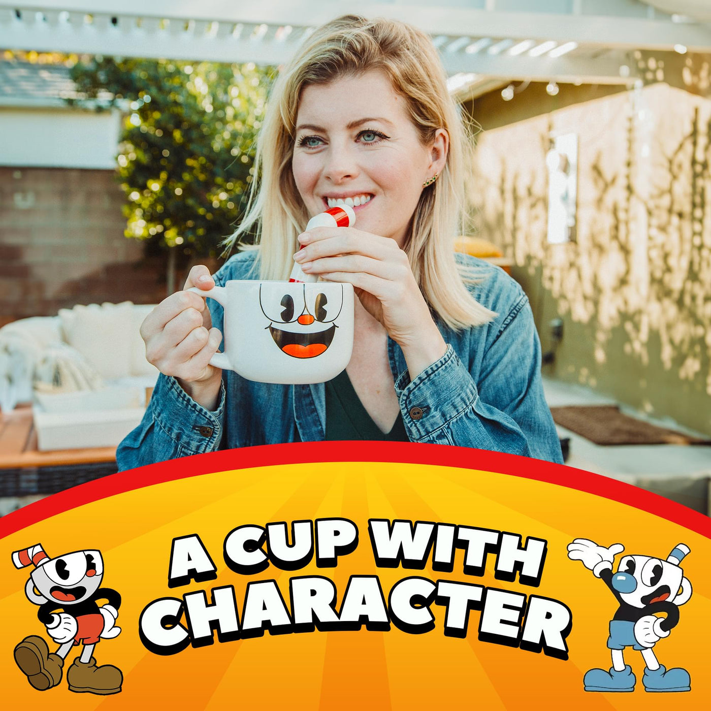 Cuphead 20oz Ceramic Coffee Mug and Straw | Free Shipping