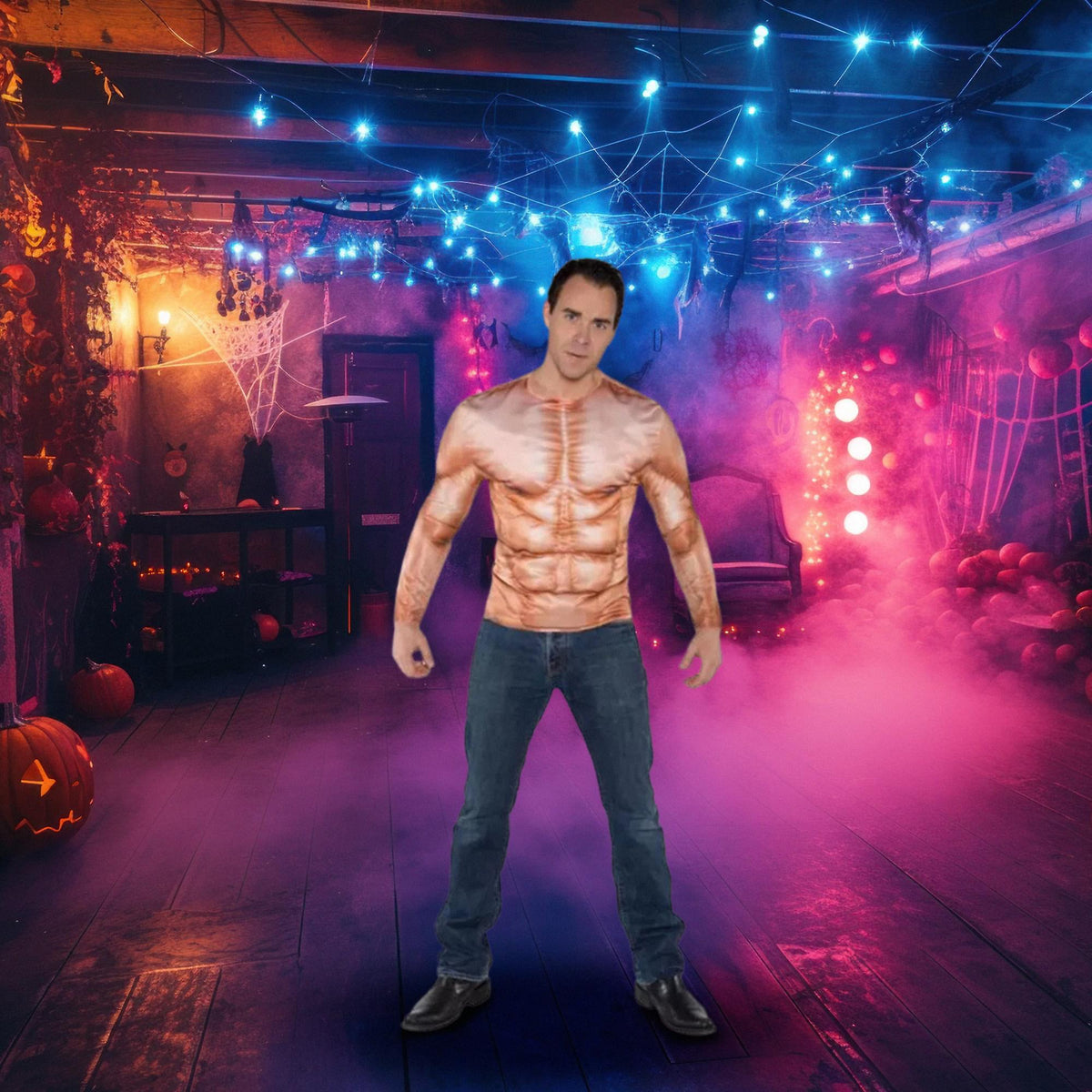 Padded Muscles Photo Real Shirt Adult Costume | Free Shipping