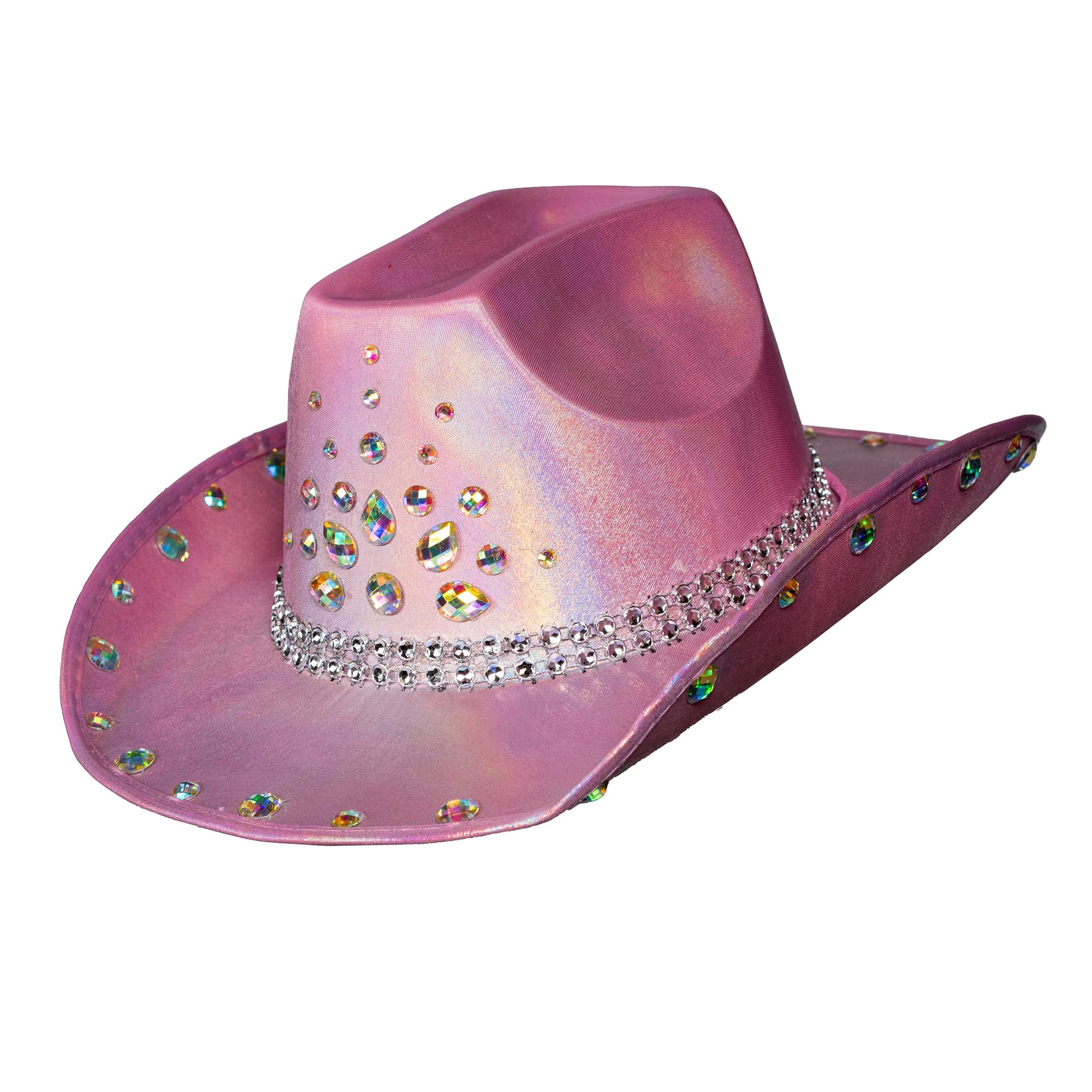 Pink Holographic Cowboy Adult Costume Hat | Free Shipping
