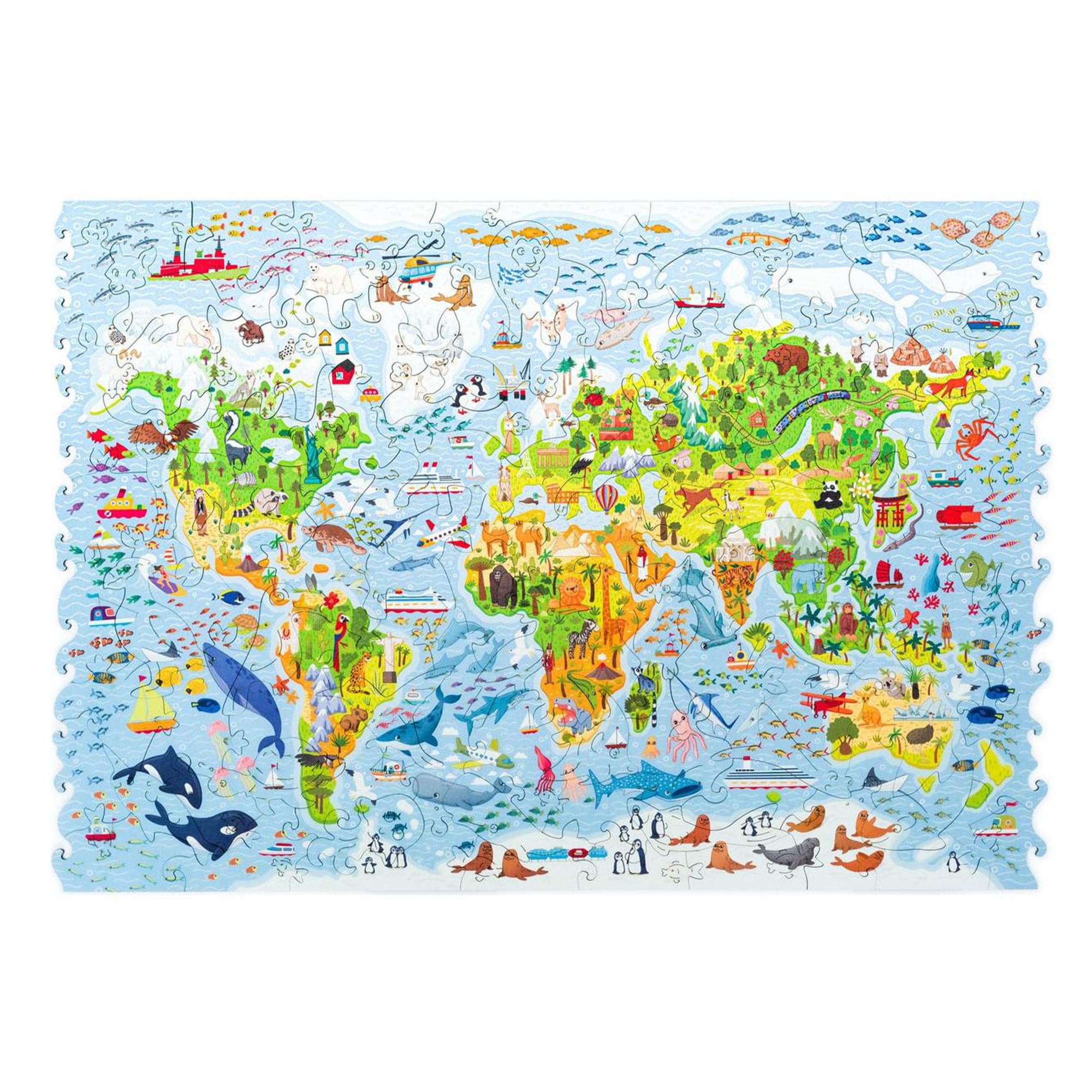 Kids World Map 100 Piece Wooden Jigsaw Puzzle | Free Shipping