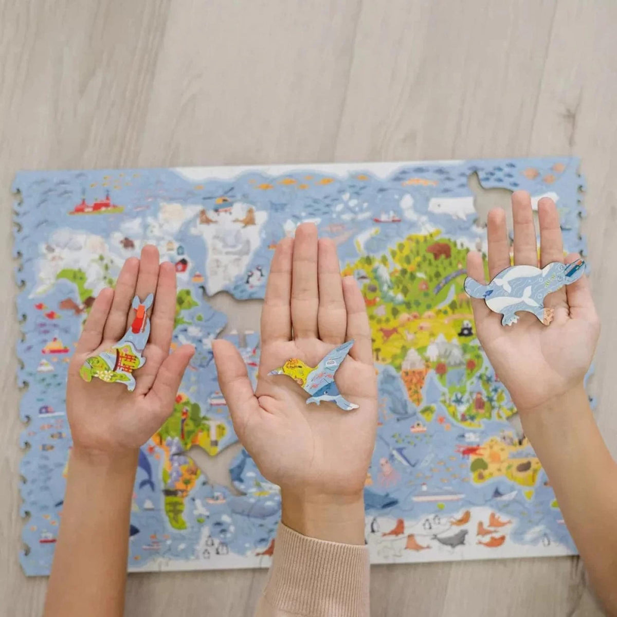 Kids World Map 100 Piece Wooden Jigsaw Puzzle | Free Shipping