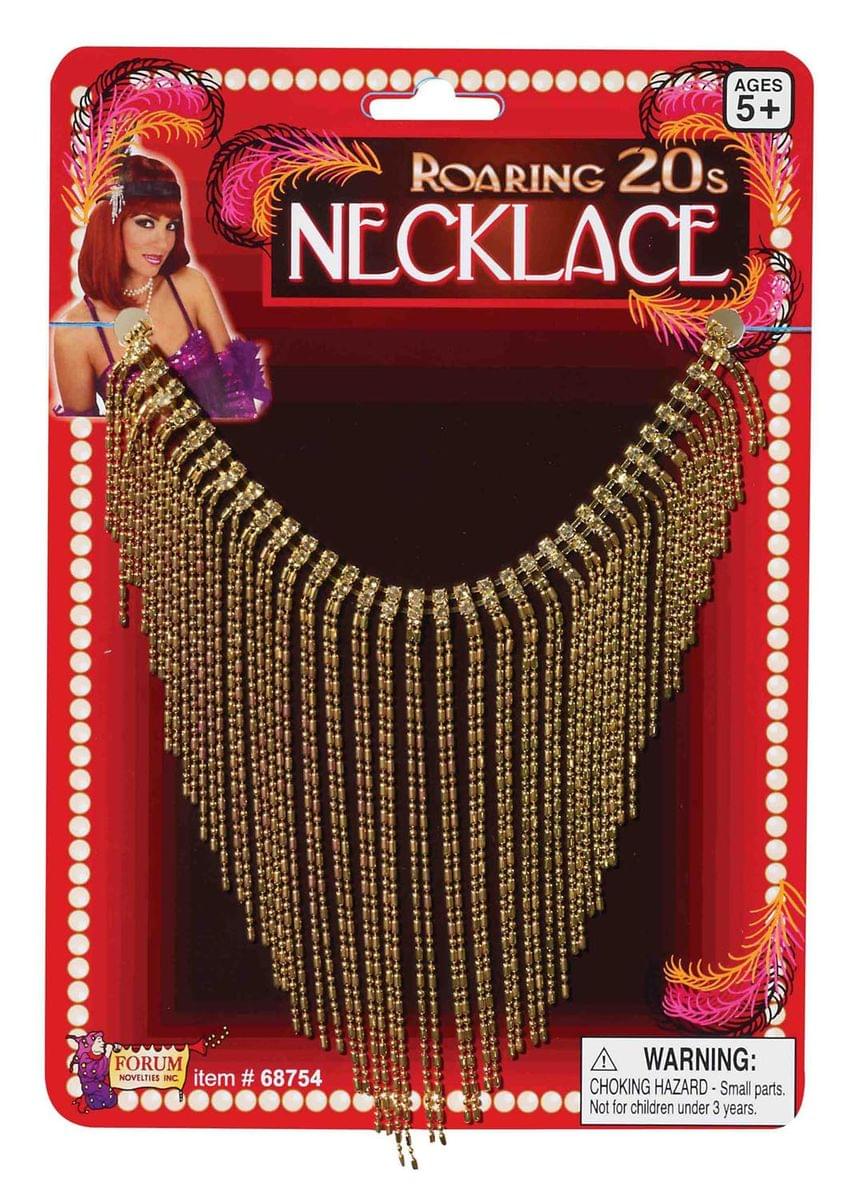 20's Dangling Gold Rhinestone Flapper Costume Necklace | Free Shipping
