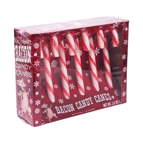 Bacon Flavored Candy Canes Box Of 6 | Free Shipping