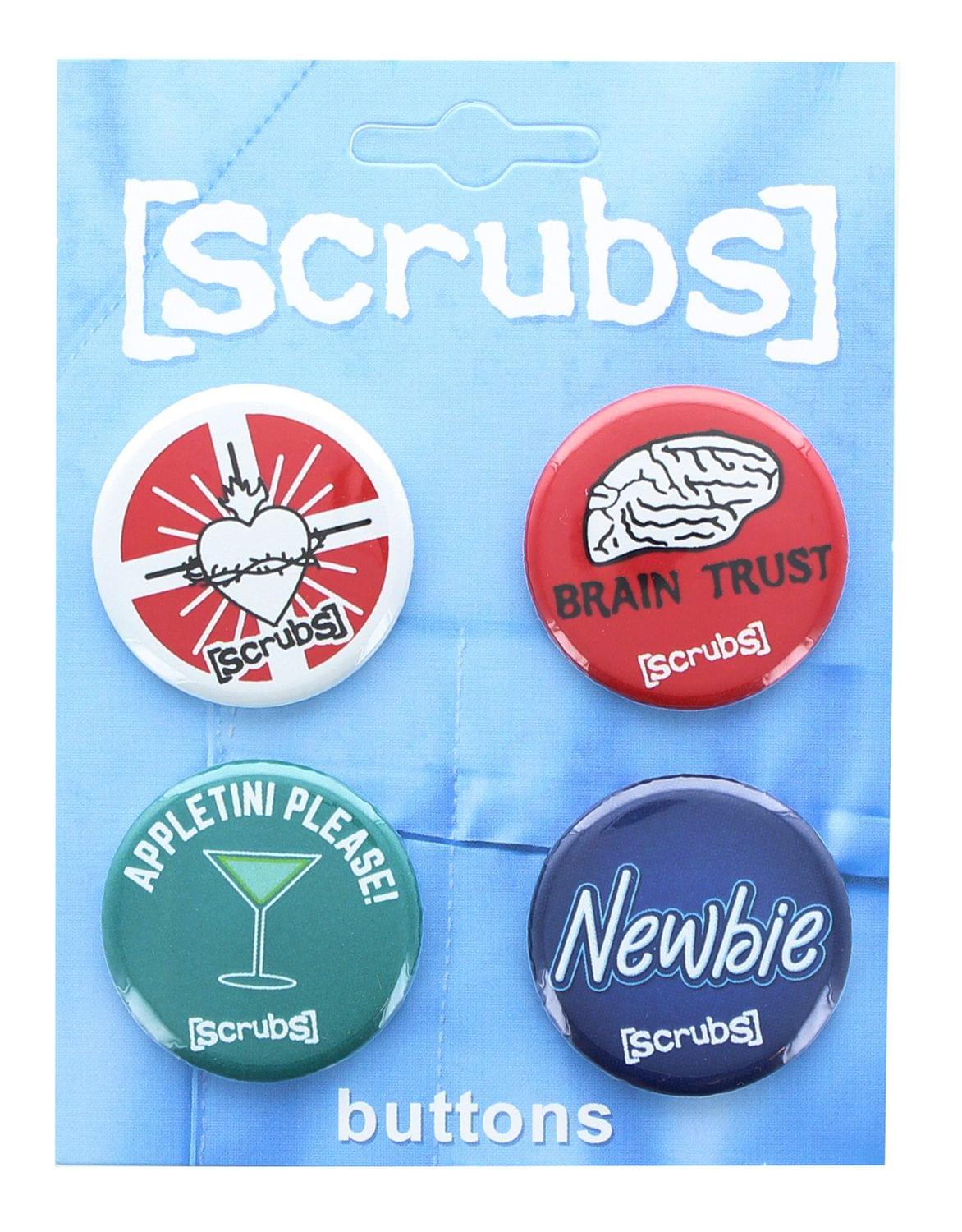 Scrubs 1.25 Inch Collectible Button Pins - Set of 4 | Free Shipping