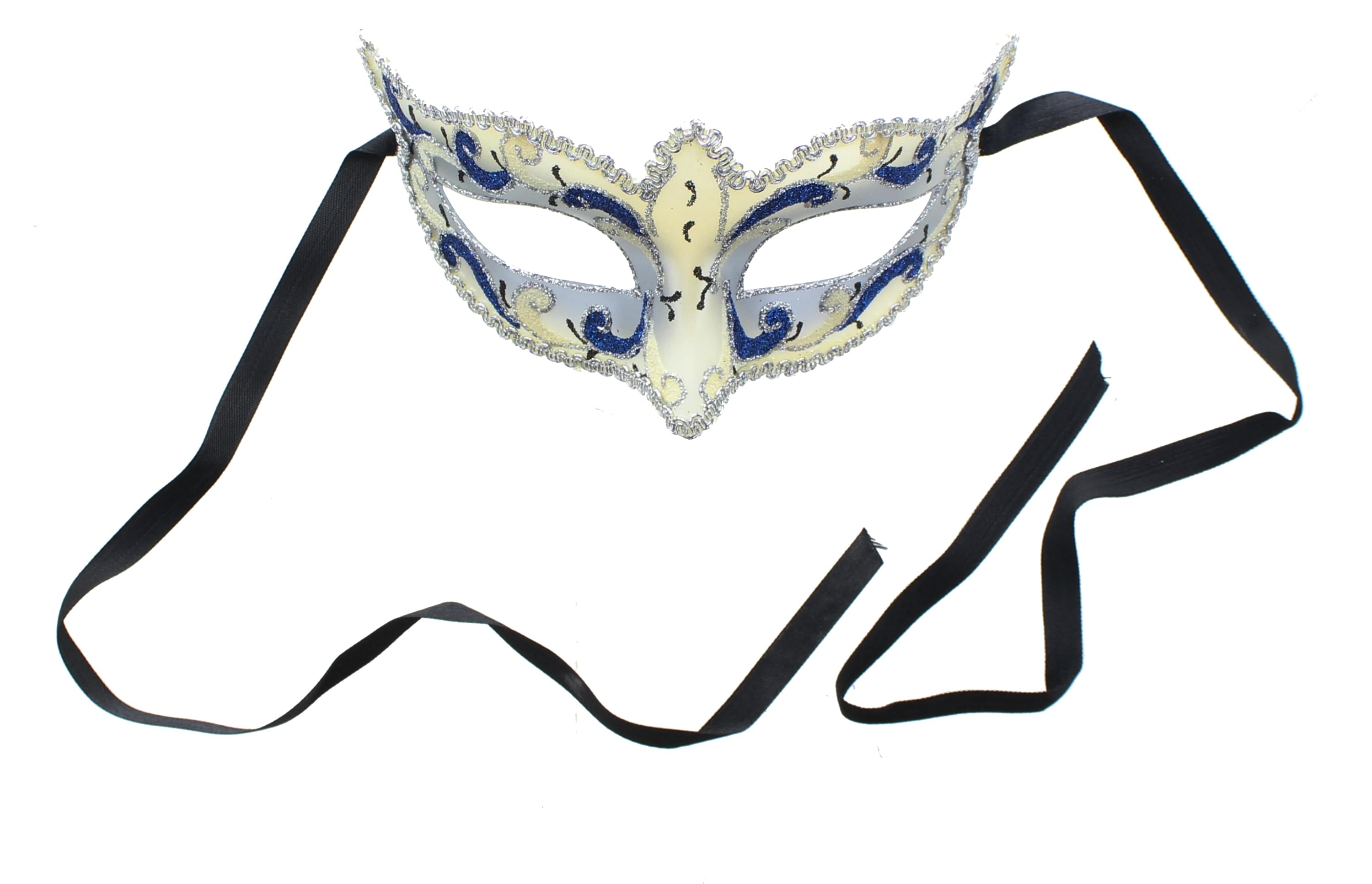 Mona Lisa Eye Costume Mask: Silver/Dark Blue | Free Shipping