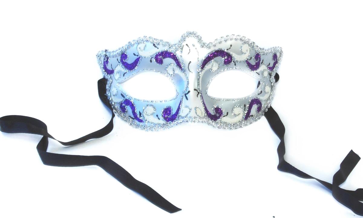 Mona Lisa Eye Costume Mask: Silver/Purple | Free Shipping