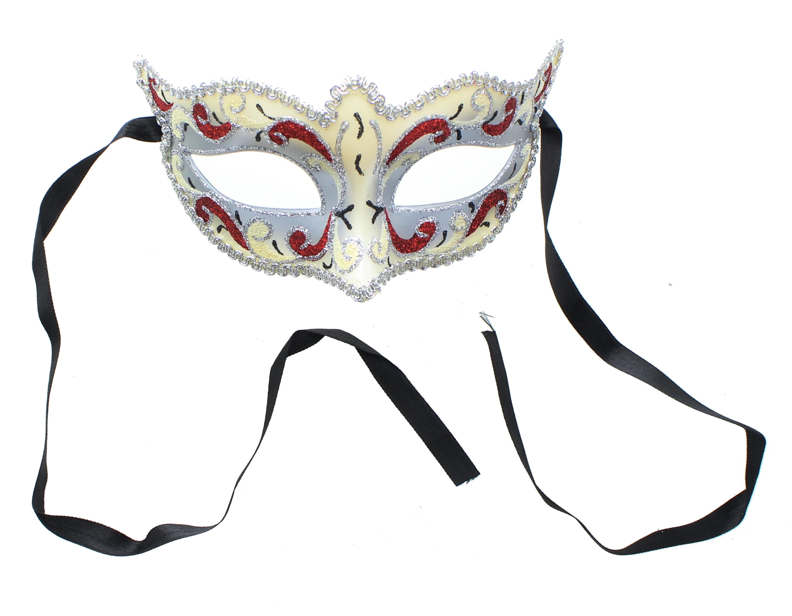 Mona Lisa Eye Costume Mask: Silver/Red | Free Shipping