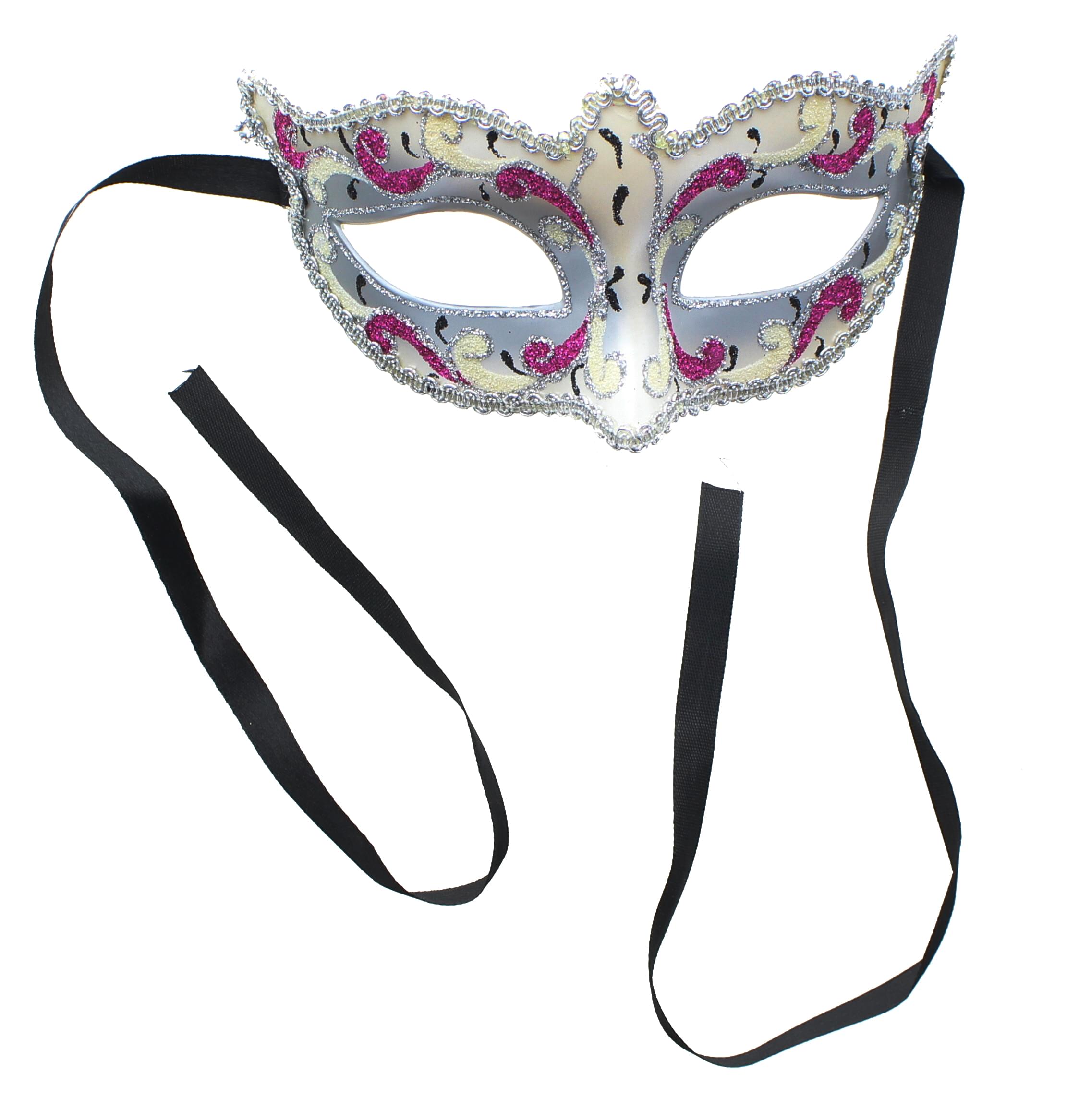 Mona Lisa Eye Costume Mask: Silver/Pink | Free Shipping
