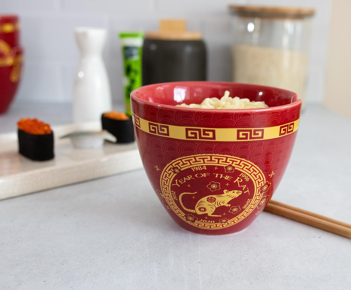 Year Of The Rat 16oz Ramen Bowl w/ Chopsticks | Free Shipping