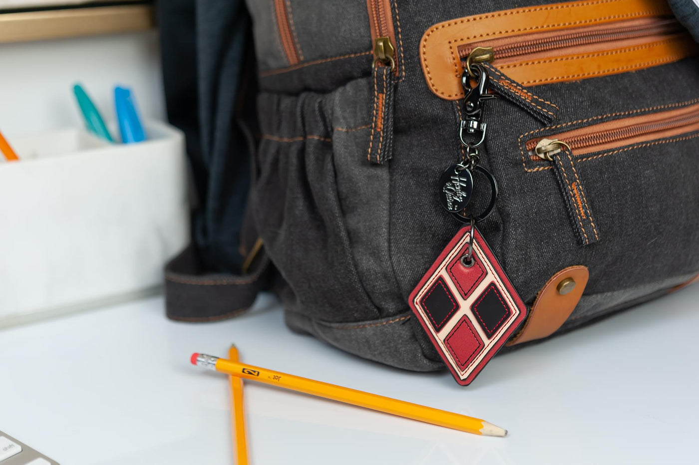 DC Comics Bombshells Harley Quinn Faux Leather Keychain | Free Shippin
