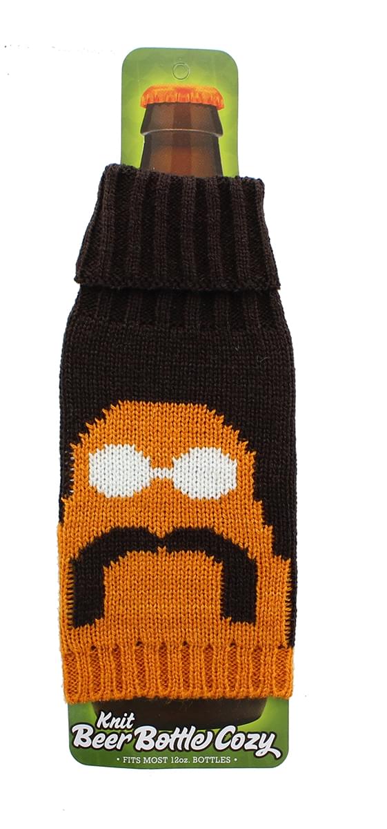 Knit Beer Bottle Cozy - Porn 'Stache | Free Shipping
