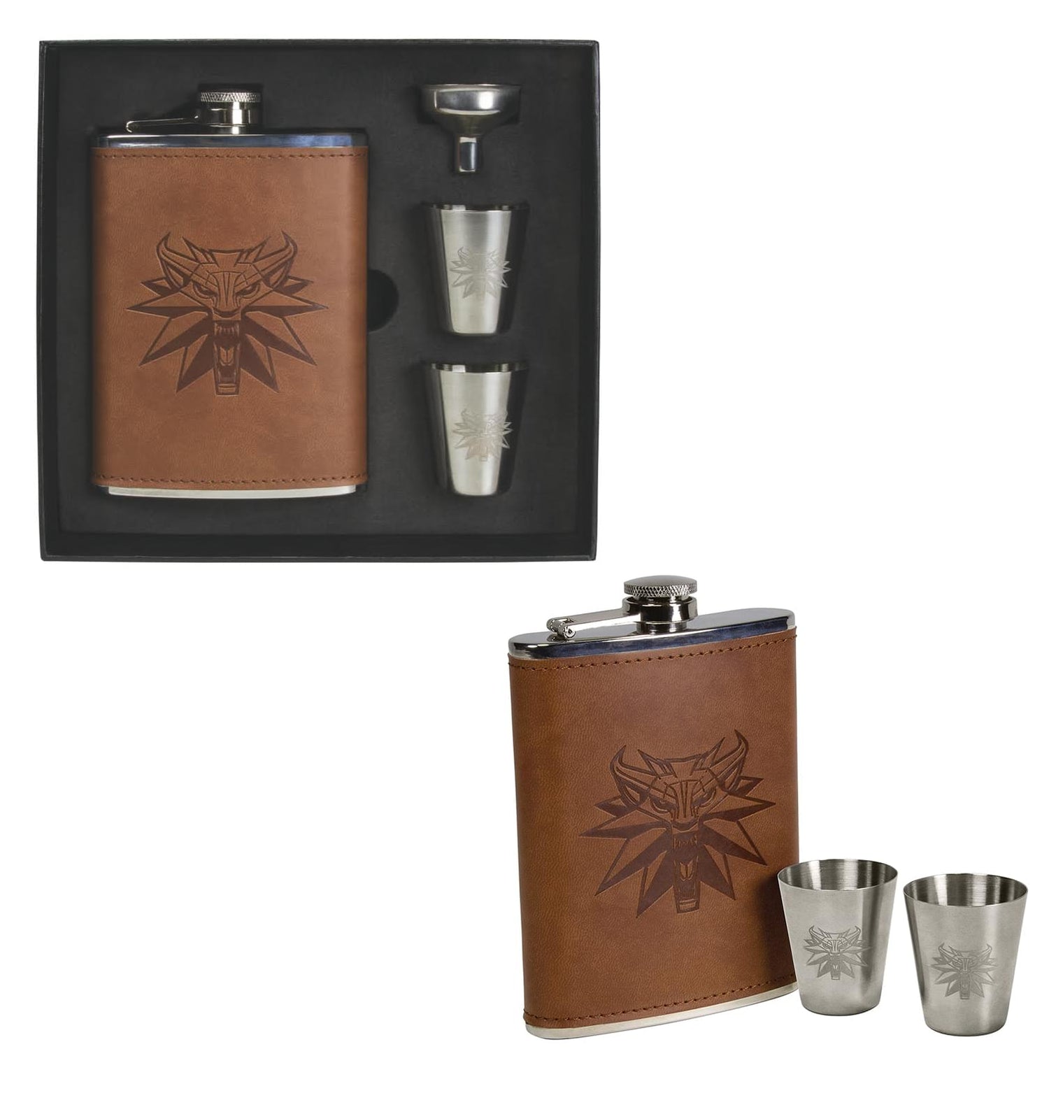 The Witcher 3 Wild Hunt 8oz Flask and Shot Glass Set | Free Shipping