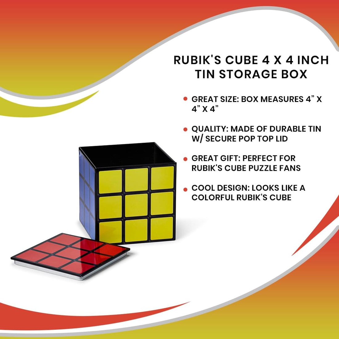 Puzzle Cube 4 x 4 Inch Tin Storage Box | Free Shipping