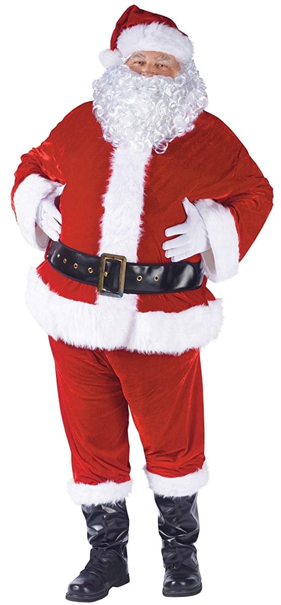Santa Suit Complete Velour Plus Costume | Free Shipping