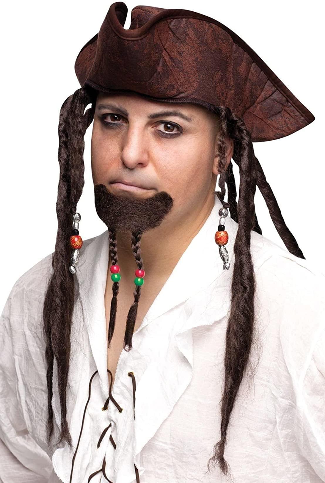 Instant Adult Pirate Costume Kit | Hat | Hair | Goatee | Free Shipping