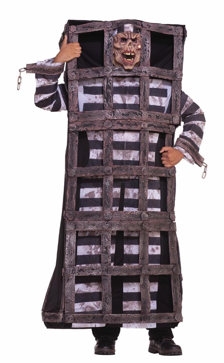 Scary Convict Prisoner In Cage Jail Costume Adult | Free Shipping