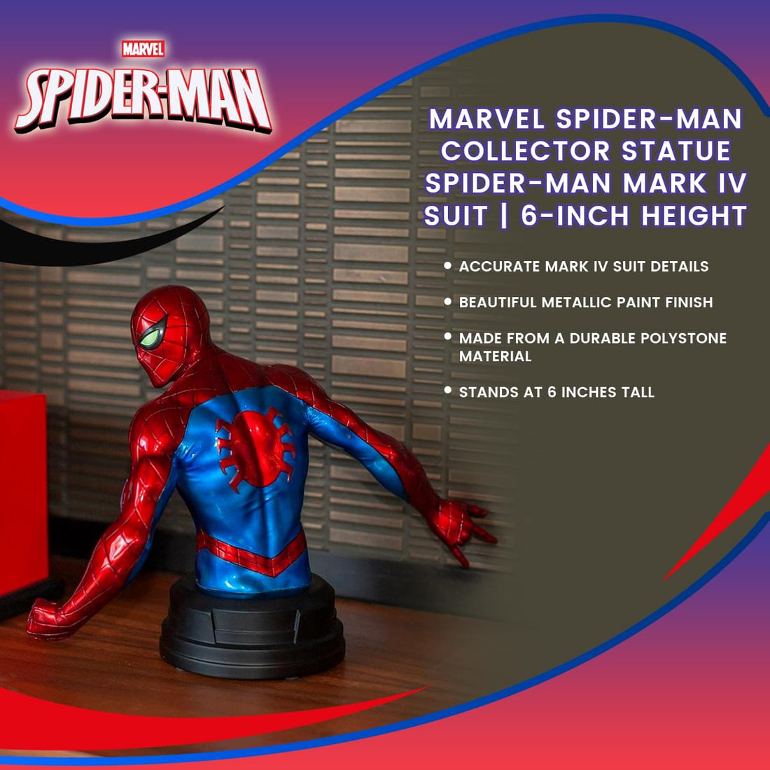 Marvel Spider-Man Mark IV Suit 6 Inch Mini Resin Bust | Free Shipping