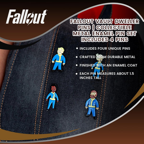 Fallout Vault Dwellers Collectible Enamel Pin 4-Pack | Free Shipping
