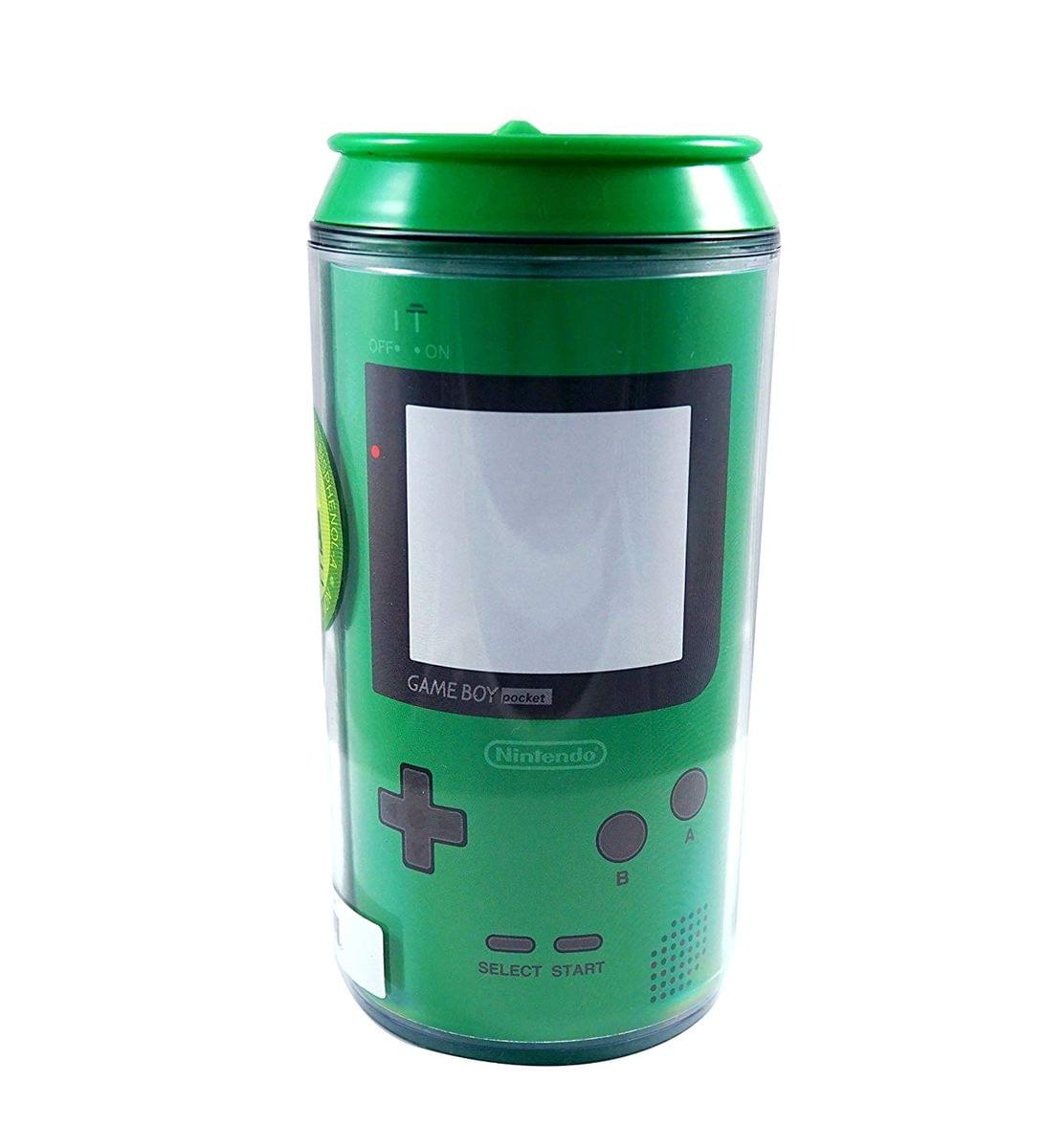 Nintendo Green Game Boy 10oz Plastic Travel Can | Free Shipping