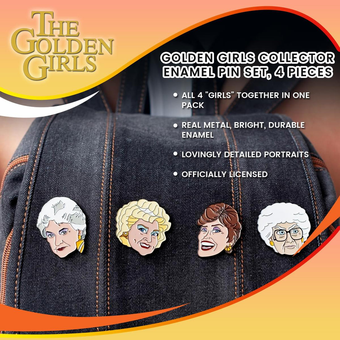 Golden Girls 4-Piece Enamel Collector Pin Set | Free Shipping