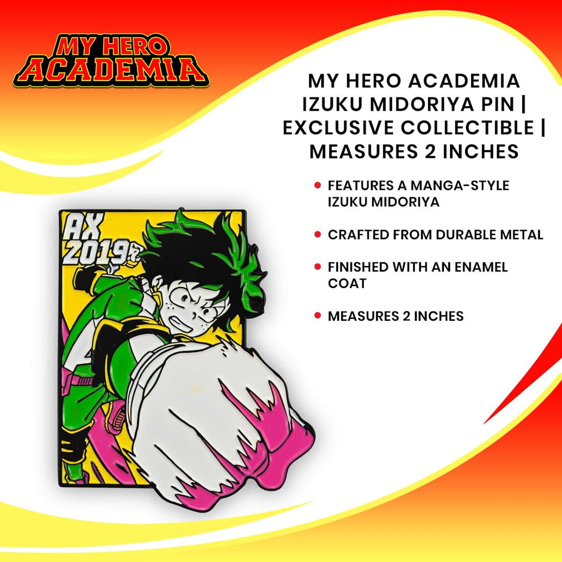 My Hero Academia Izuku Midoriya Exclusive 2 Inch Enamel Pin | Free Shi