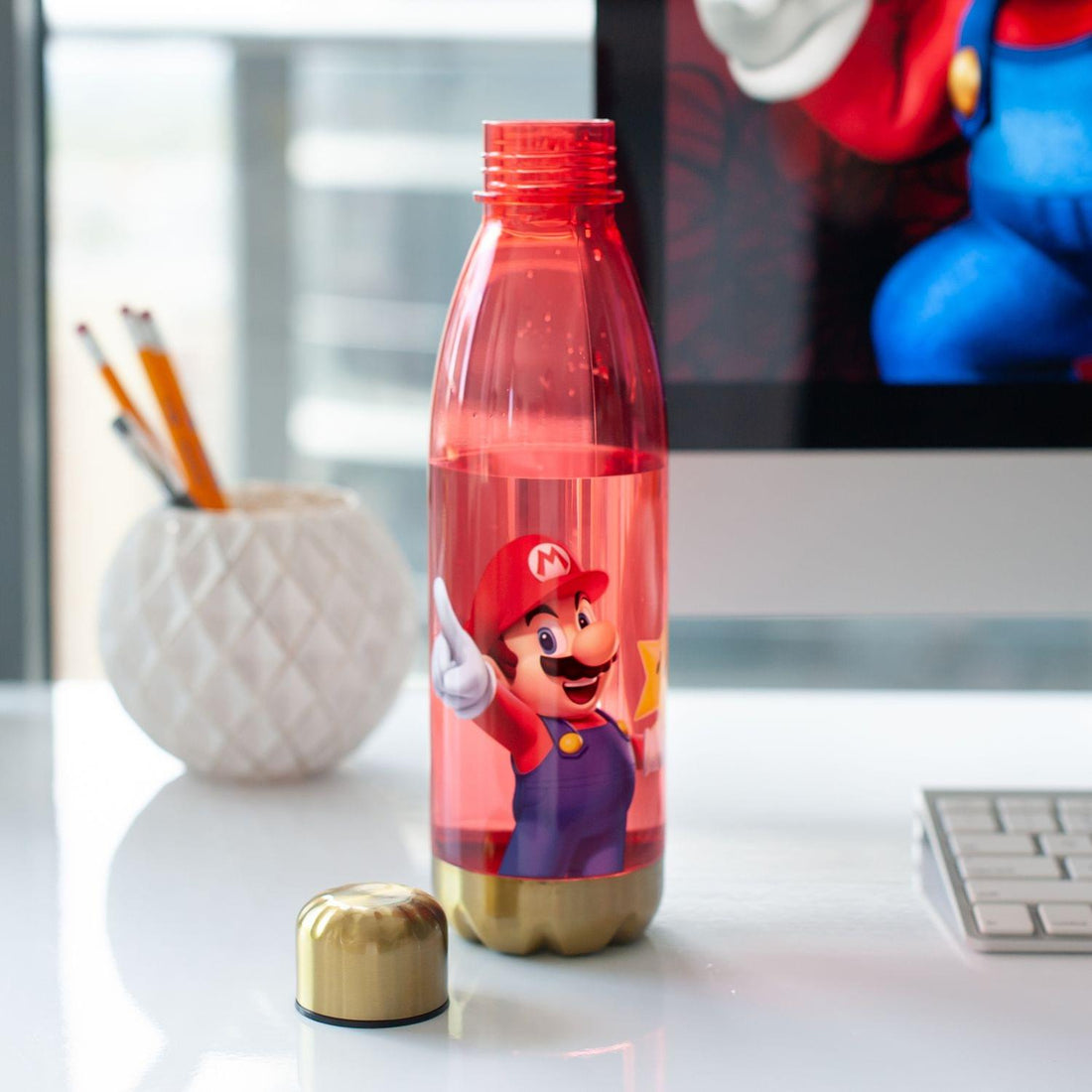 Super Mario 20oz Red Plastic Water Bottle | Free Shipping