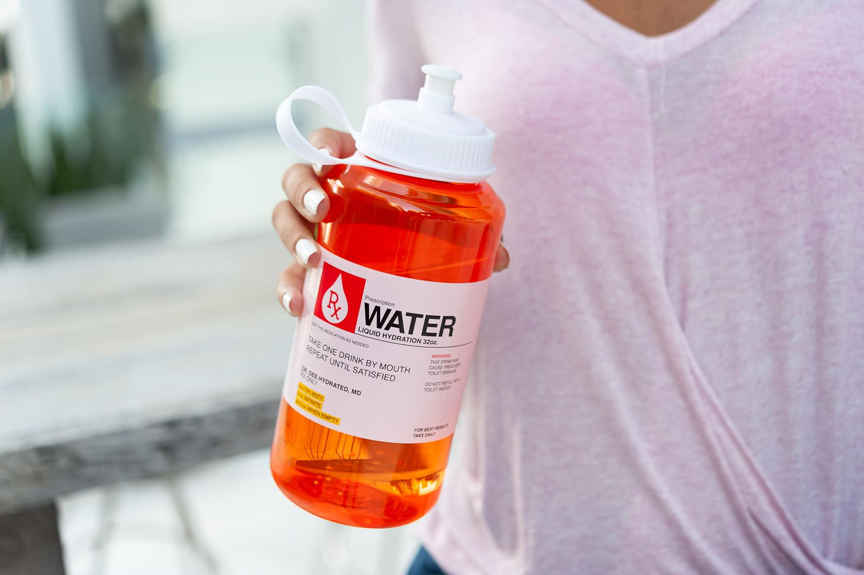 Prescription Water 32oz Plastic Water Bottle w/ Lid | Free Shipping