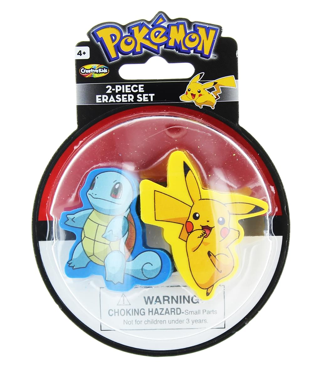 Pokemon Eraser 2-Pack: Pikachu & Squirtle | Free Shipping