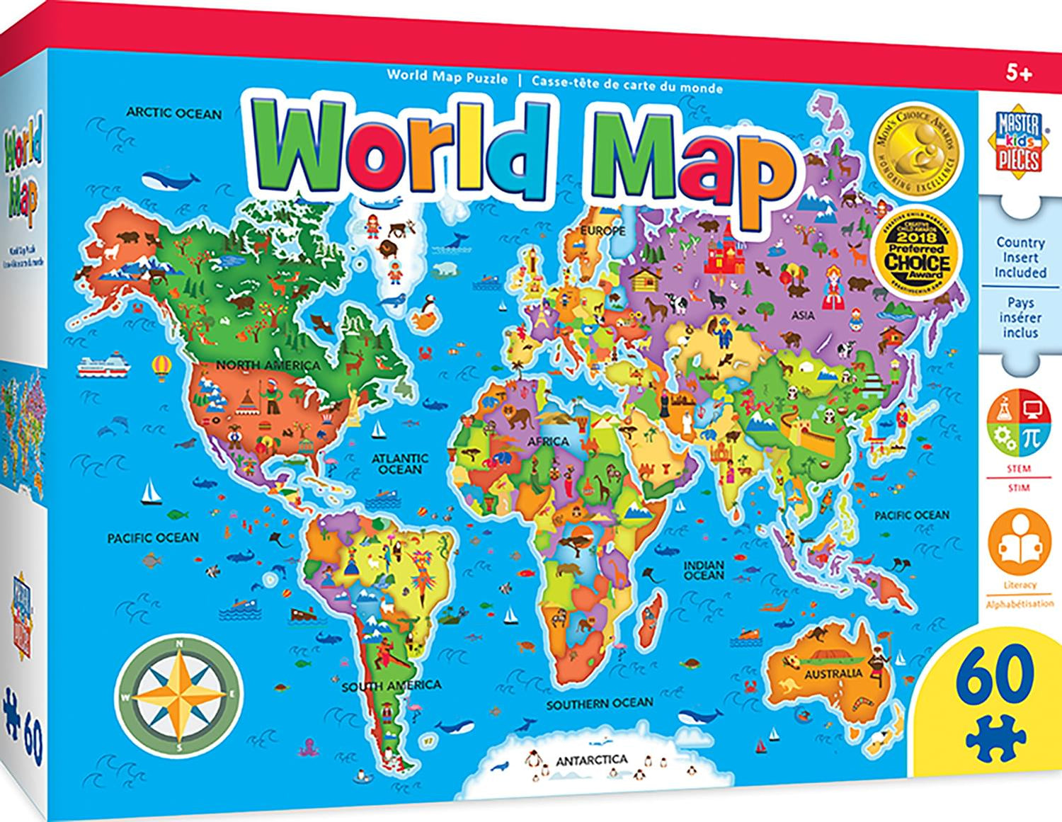 Educational World Map 60 Piece Jigsaw Puzzle | Free Shipping