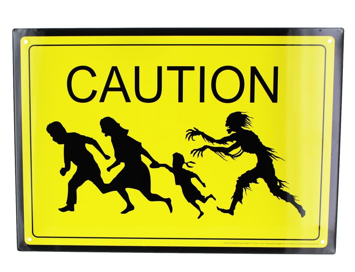 Caution Zombies Tin Sign | Free Shipping