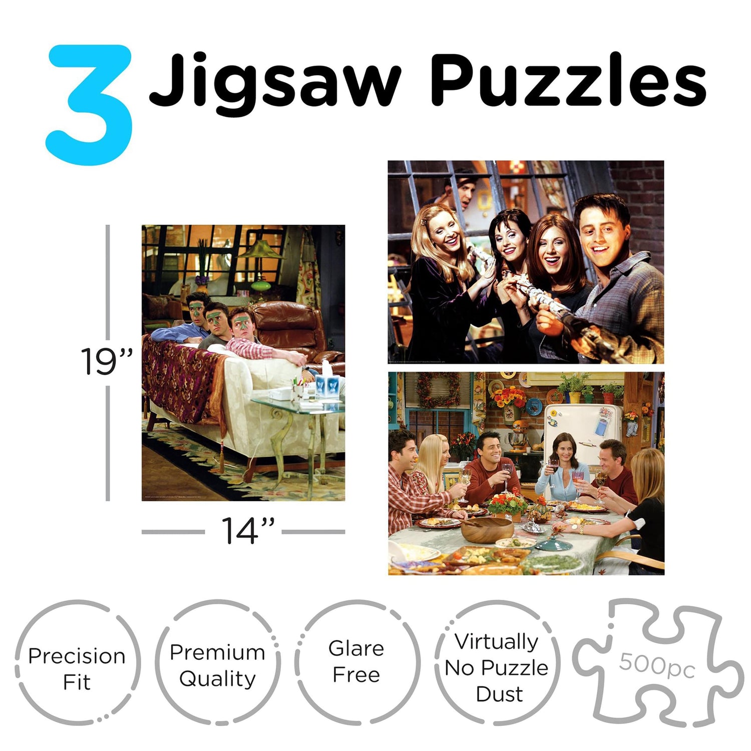 Friends 500 Piece Jigsaw Puzzle 3-Pack | Free Shipping