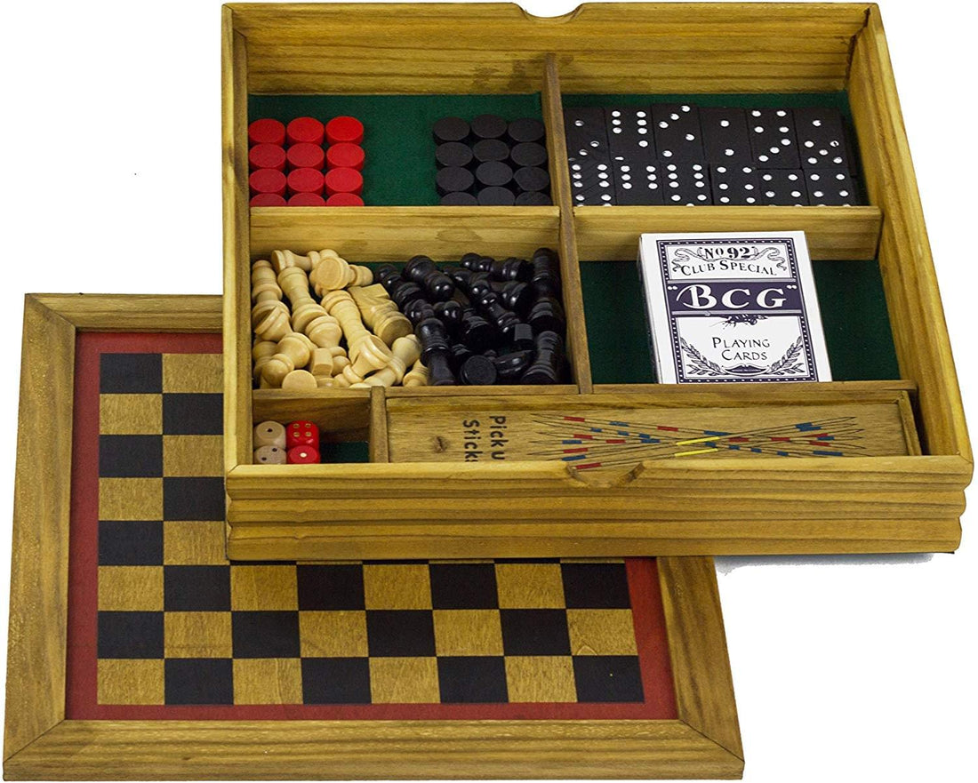 Wooden Games Compendium | Portable 6 in 1 Game Set | Free Shipping