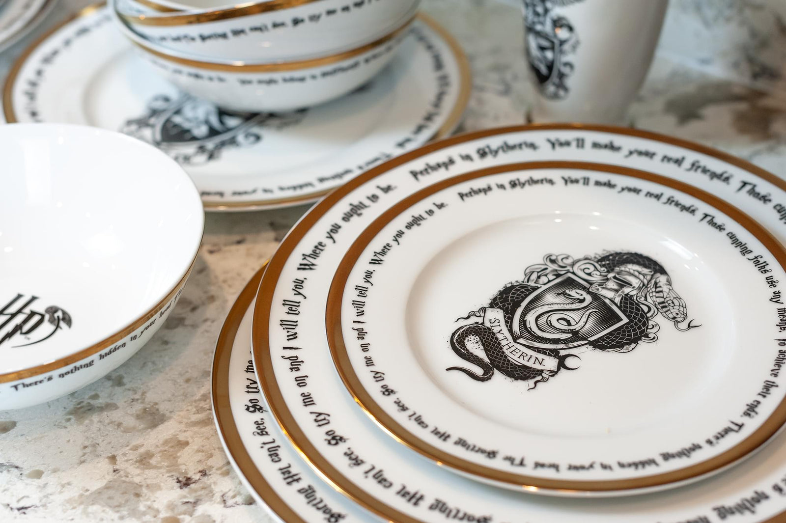 Harry Potter House Logos 16 Piece Ceramic Dinnerware Set | Free Shippi