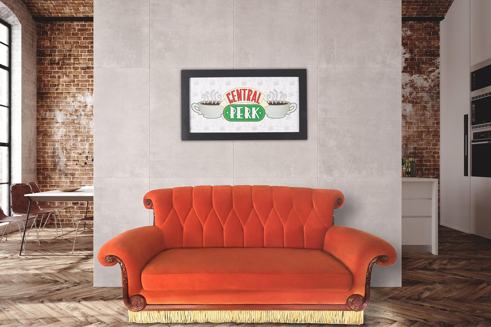 Friends Orange Central Perk 3 Seater Couch | Free Shipping