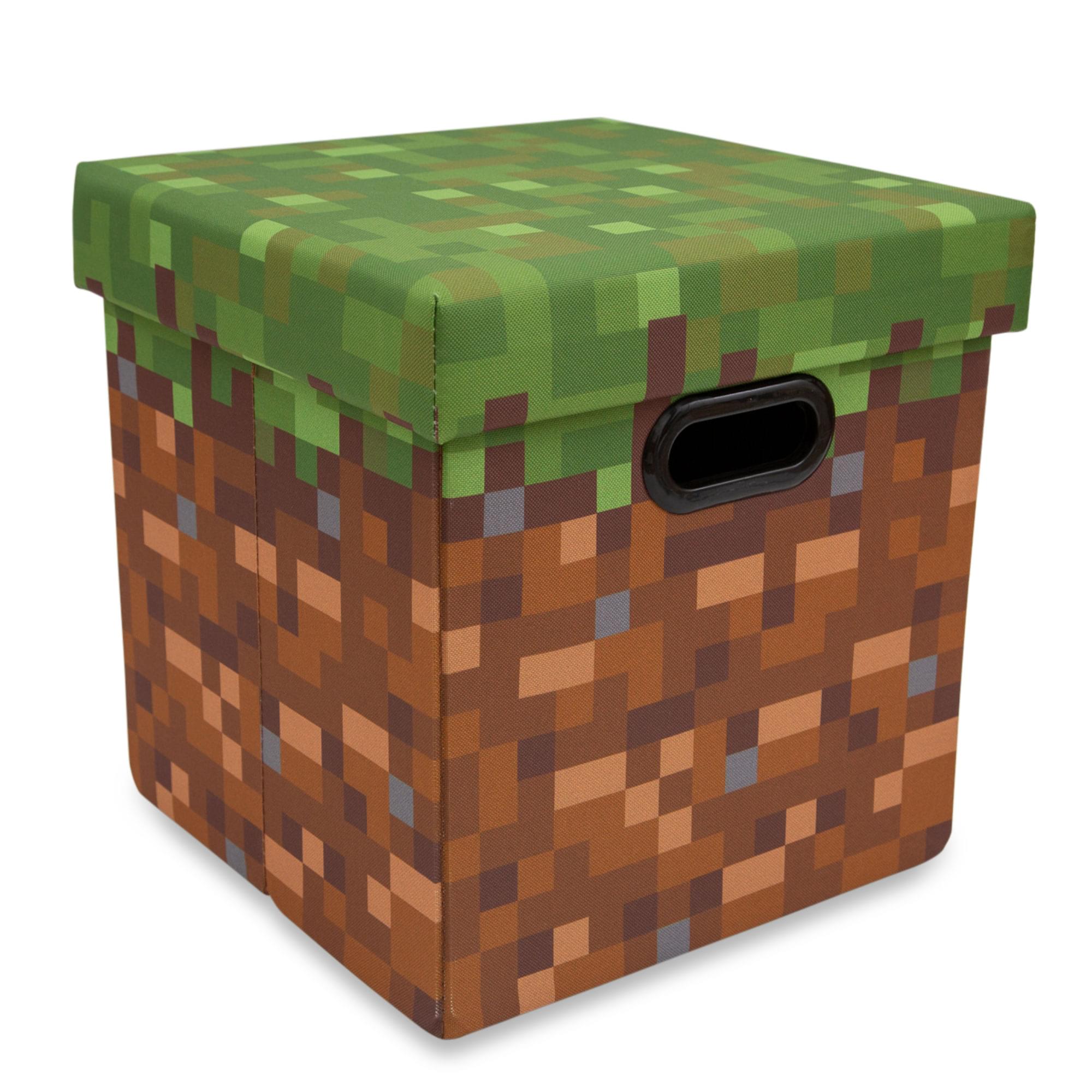 Minecraft Grassy Block 13 Inch Storage Cube with Lid | Free Shipping