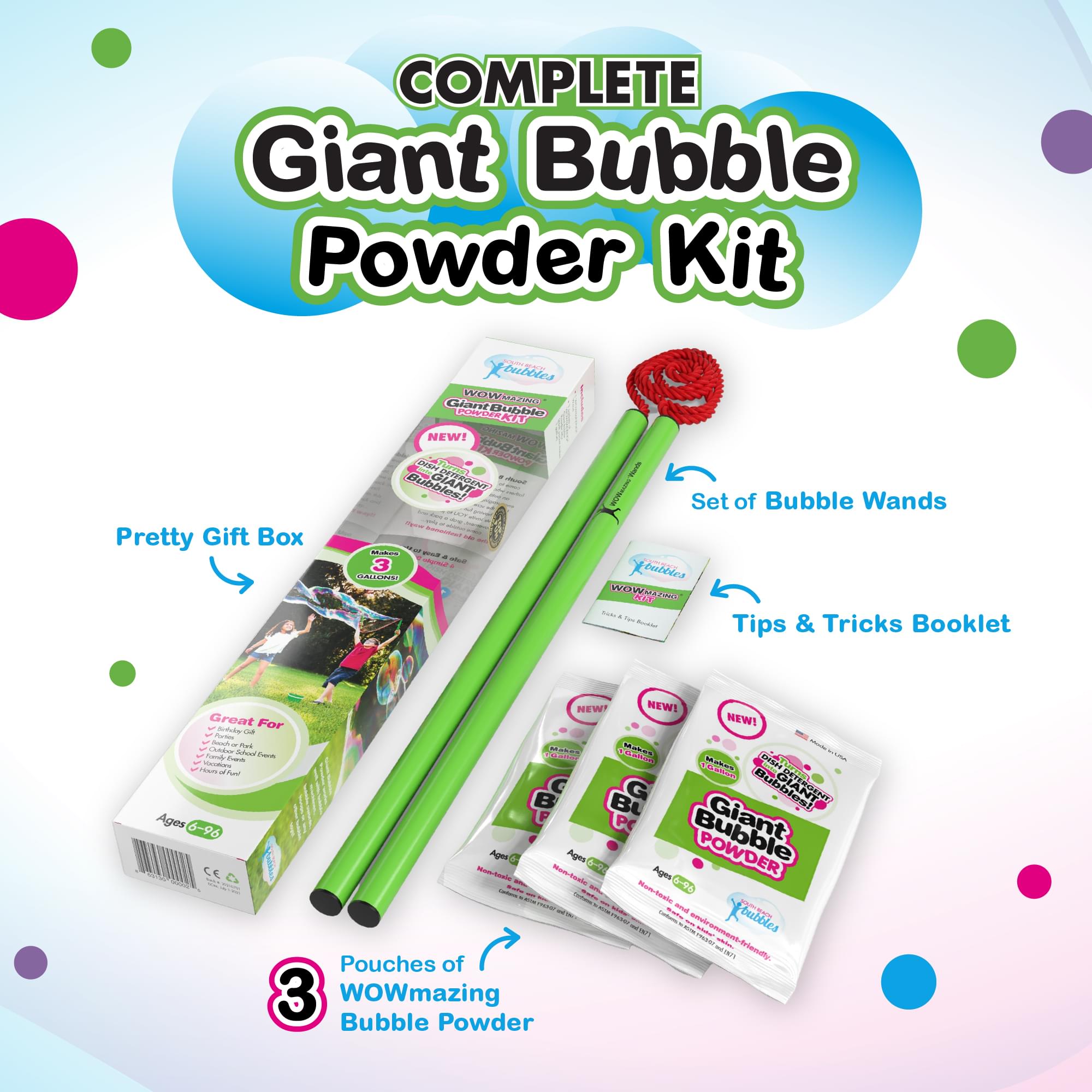 WOWmazing Giant Bubble Powder 4-Piece Kit | Free Shipping