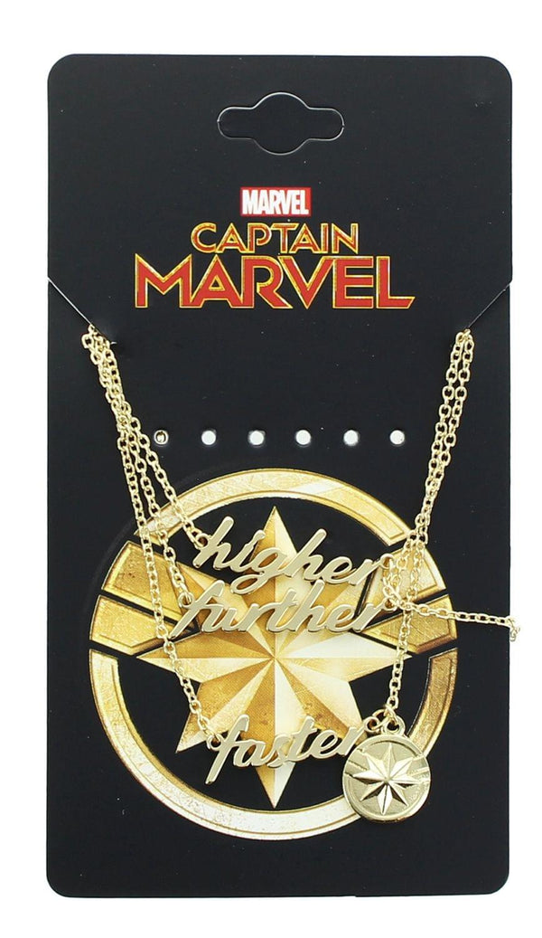 Marvel Captain Marvel Gold 3 Tiered Pendant Necklace | Free Shipping
