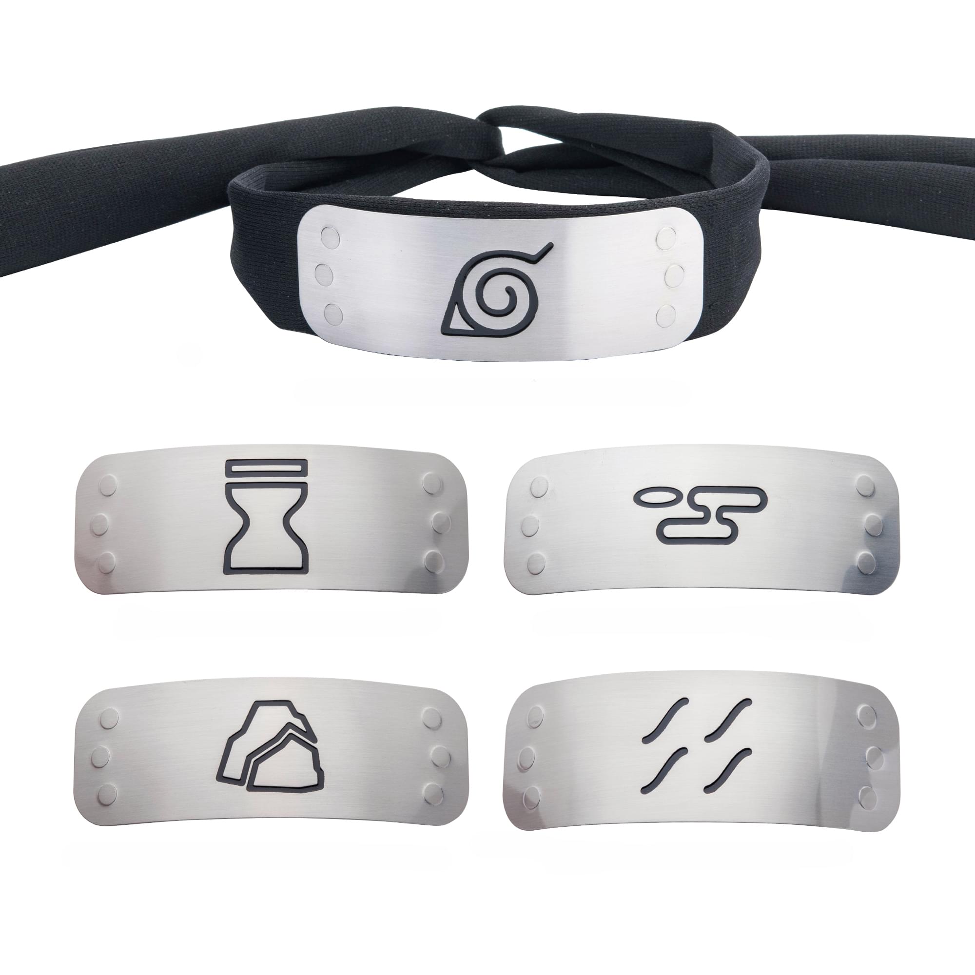 Naruto Cosplay Headband Set With 4 Village Plates | Free Shipping