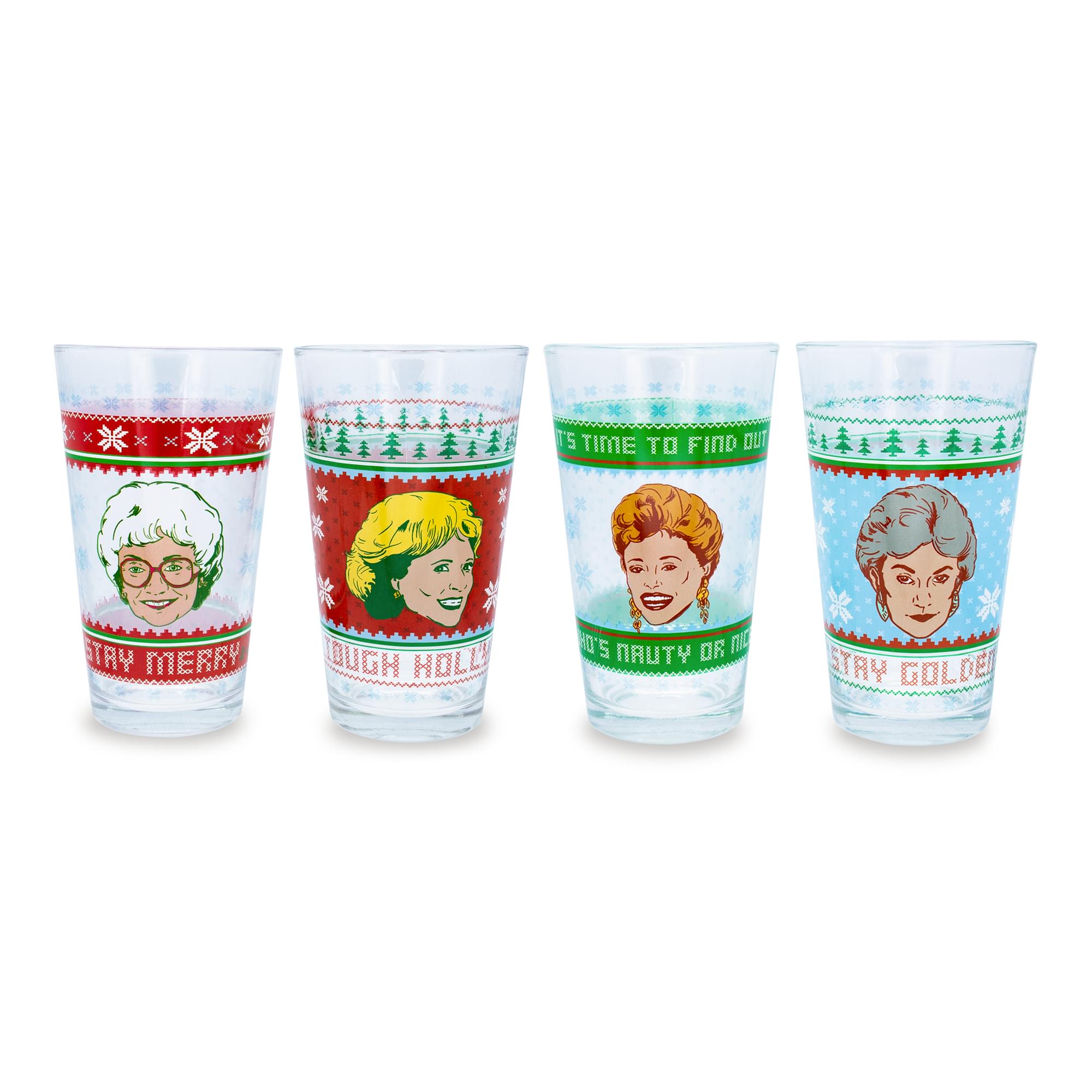 Golden Girls 4-Piece 16oz Holiday Pint Glass Set | Free Shipping