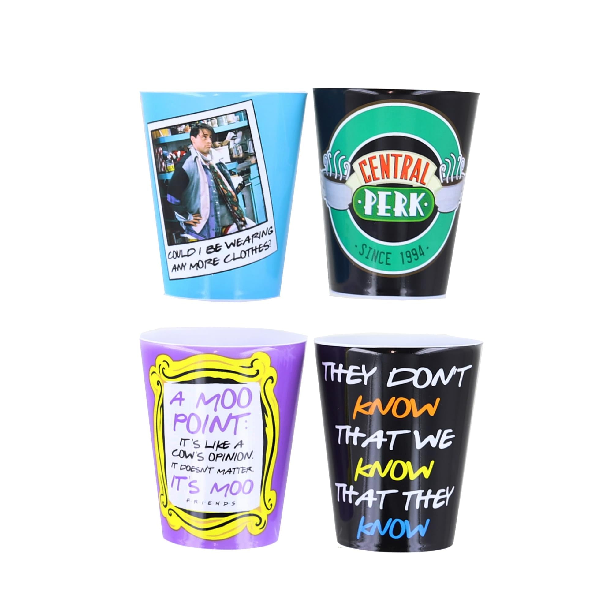 Friends 4 Piece 1.5oz Mini Plastic Cup Set | Free Shipping