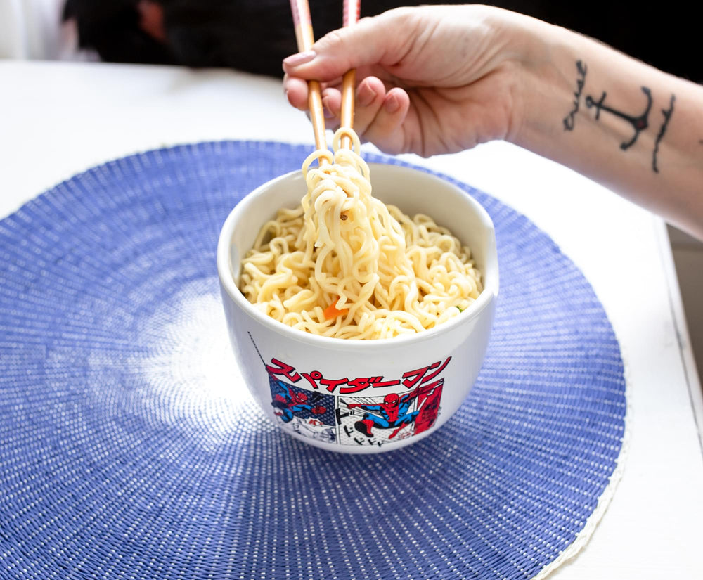 Marvel Spider-Man Ceramic Ramen Bowl w/ Chopsticks | Free Shipping