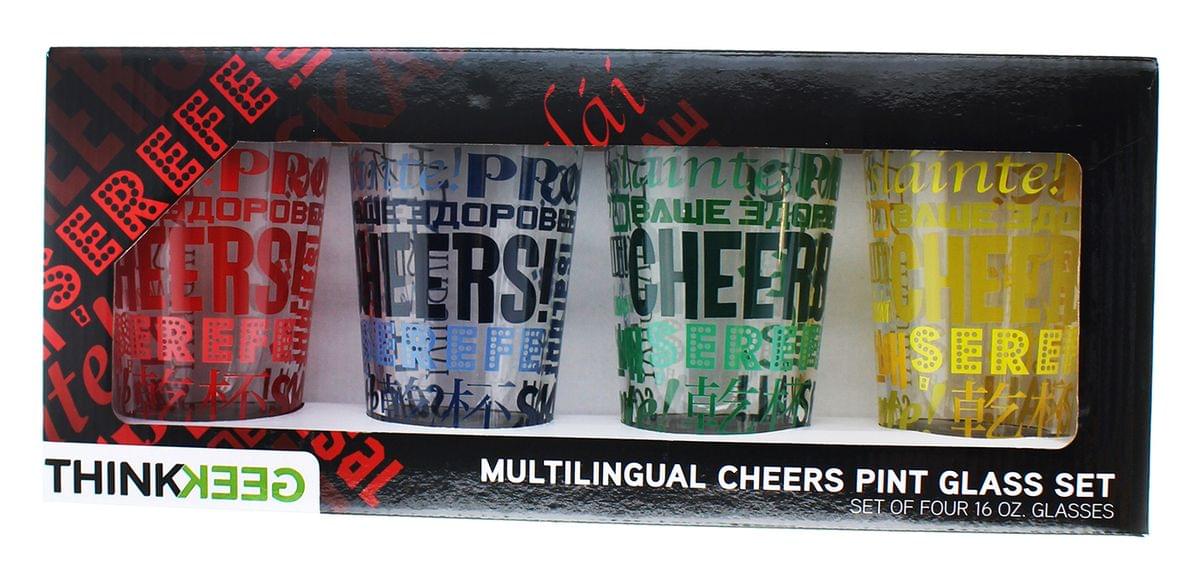 Multilingual Cheers Pint Glass: Set of 4 | Free Shipping
