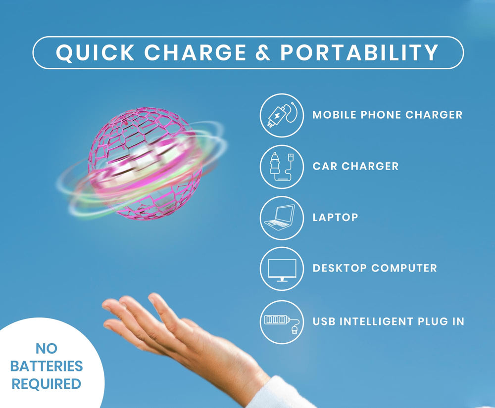 Light Up Flying Spinner Ball | Rechargable | Pink | Free Shipping